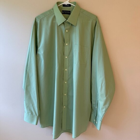 Stafford | Shirts | Stafford Mens Green Button Up Dress Shirt Size 75 3637 Regular Fit | Poshmark